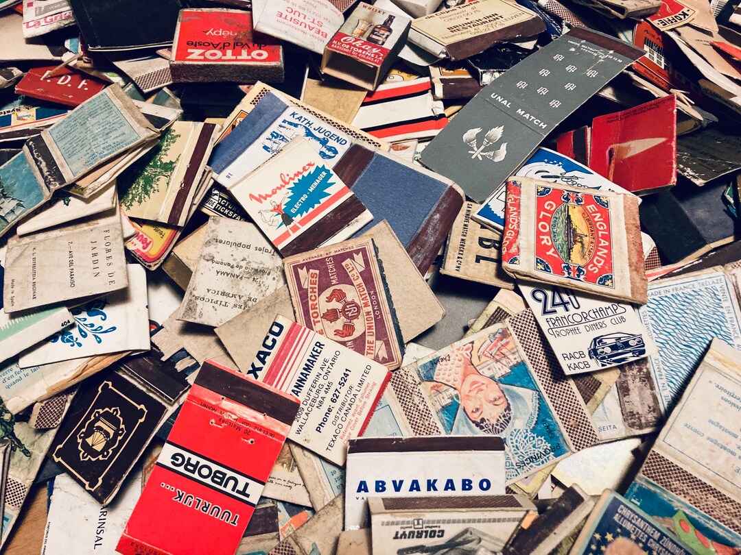 100 Vintage Used Matchbox and Matchbook Covers, Empty Match Box Prints ...
