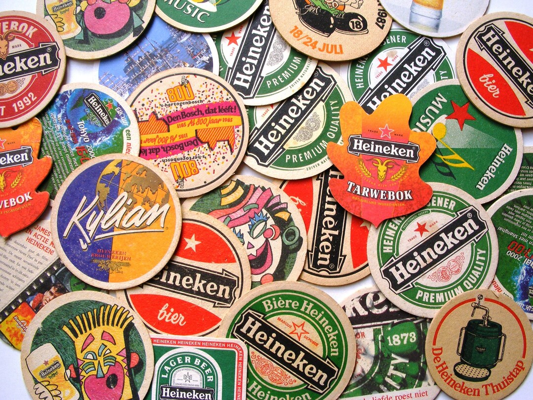 25 Vintage Heineken Beer Coasters, Famous Dutch Beer, Heineken Gift ...