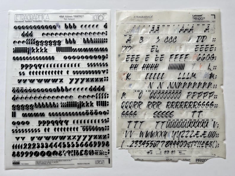 20 Letraset Dry Transfer Sheets, Vintage Used Letter and Number Rub on ...