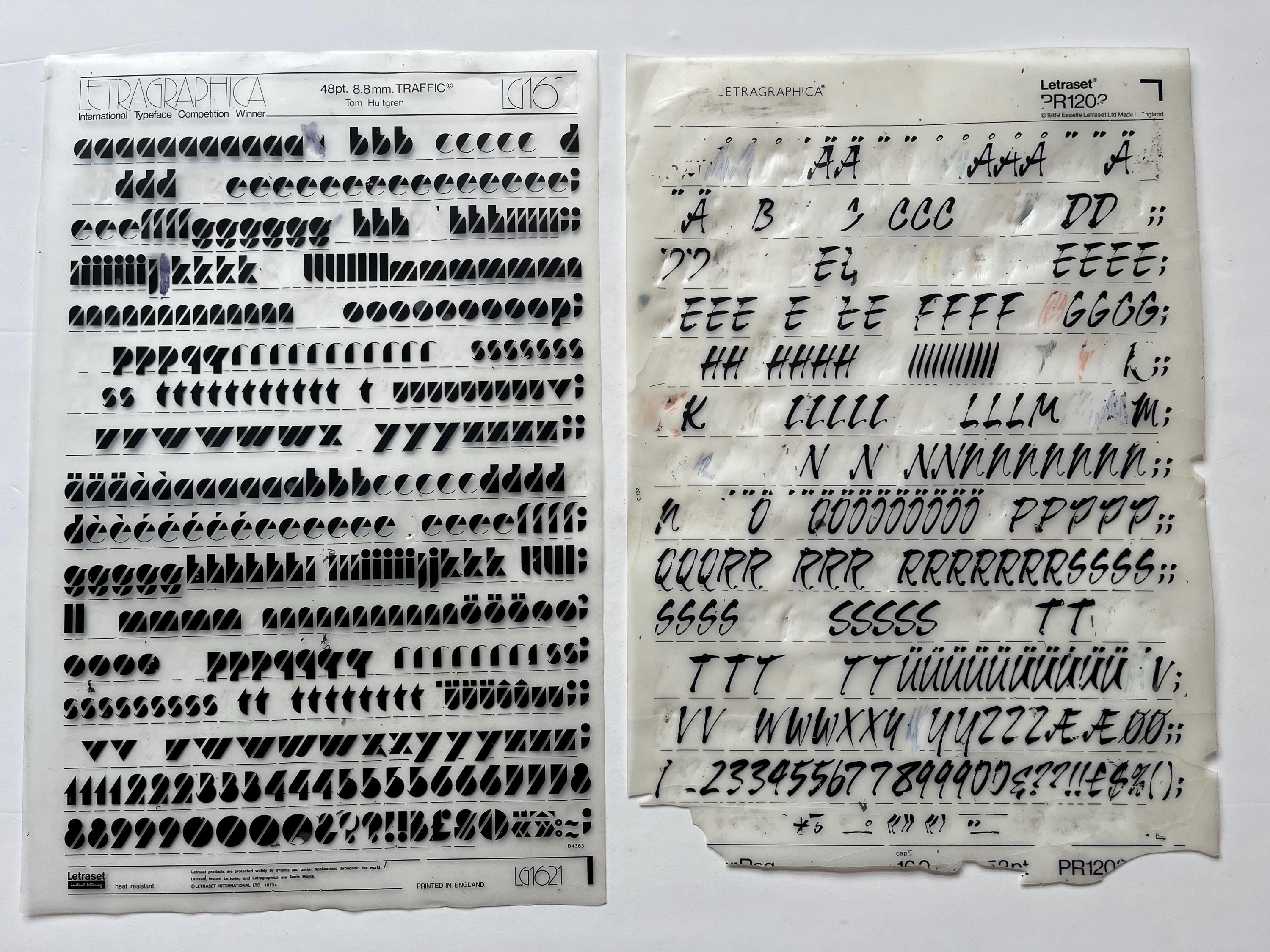 20 Letraset Dry Transfer Sheets, Vintage Used Letter and Number Rub on ...