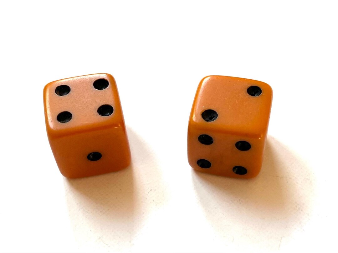 2 Vintage Large Bakelite Dice, 0.7 Inch or 18 Mm Butterscotch Catalin ...