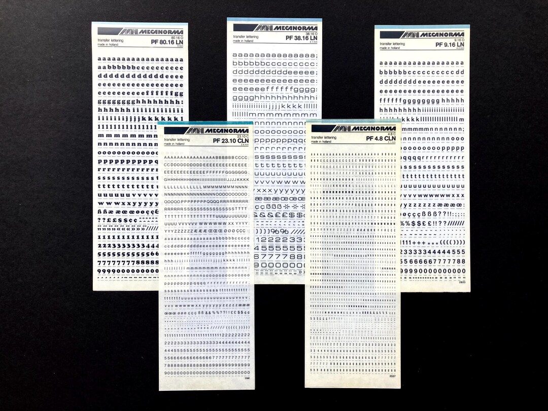 5 Rub on Letter Sheets, Small and Tiny Letters, Dry Transfer Lettering ...