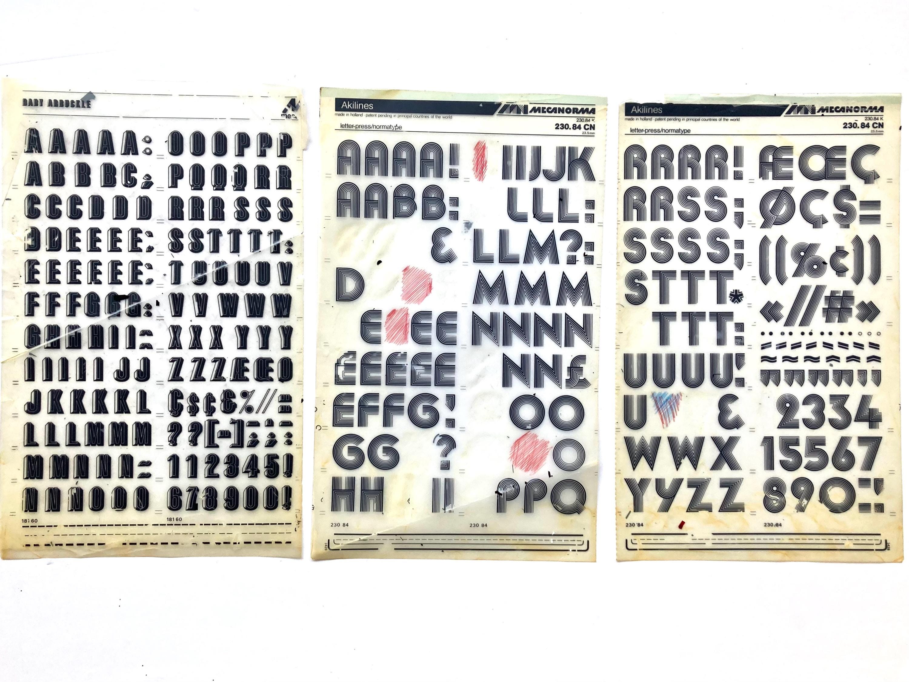 25 Dry Transfer Sheets, Mecanorma Letter and Number Rub On, Letratone ...