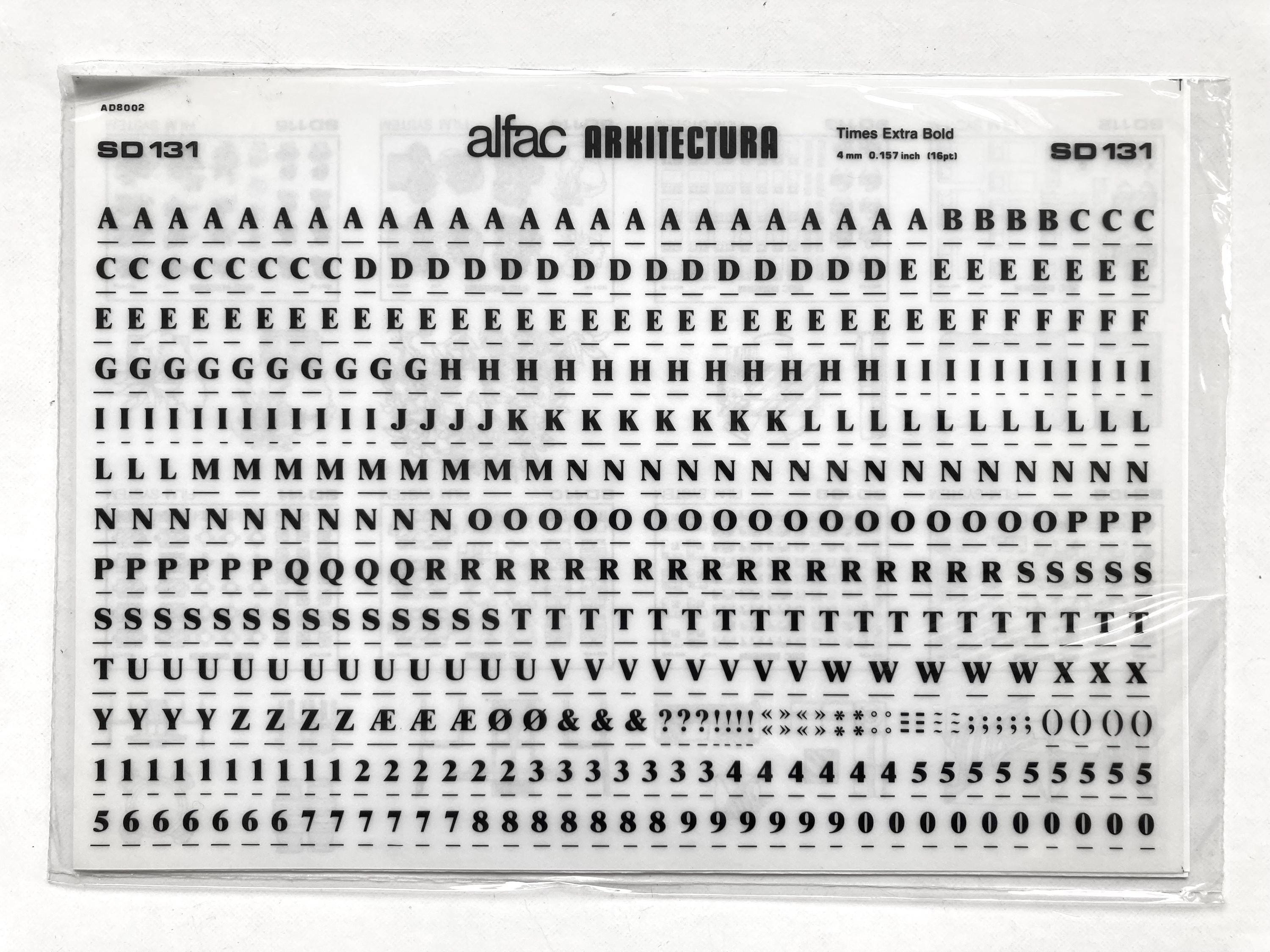 3 Dry Transfer Letter Sheets, Alfac Instant Lettering, Font Times Extra ...