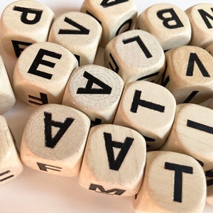 16 Vintage Boggle Dice, Letter Dice, Dice With Green Letters, Game Pieces, Boggle Replacement ...