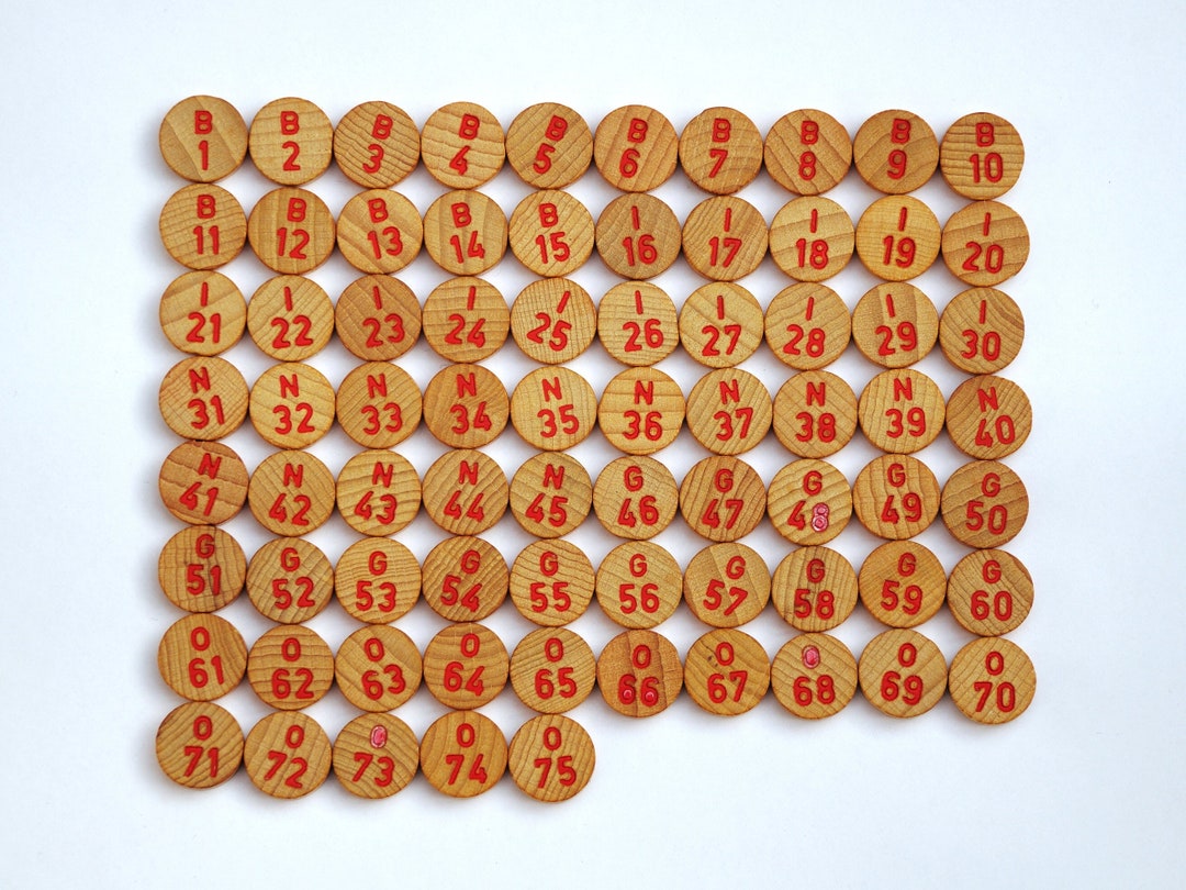75 Vintage Bingo Numbers Bingo Game Tokens Wooden Numbers - Etsy
