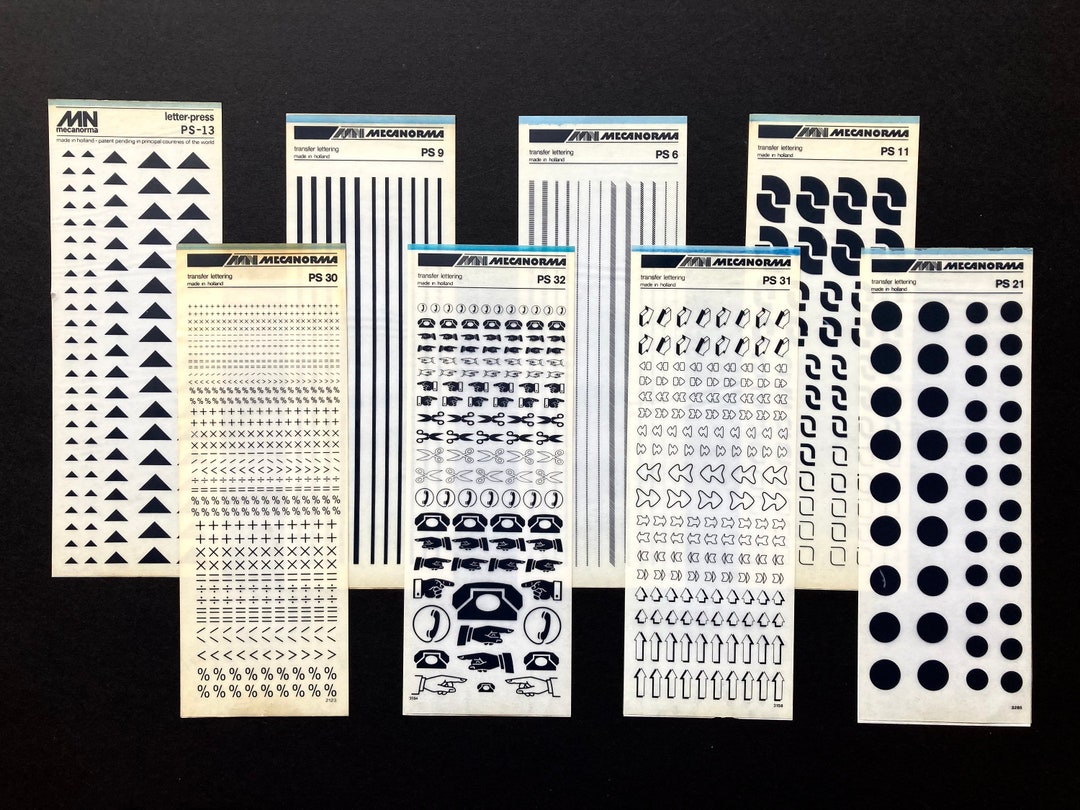 8 Symbol Transfer Sheets Mecanorma, Rub on Sheets With Shapes and ...