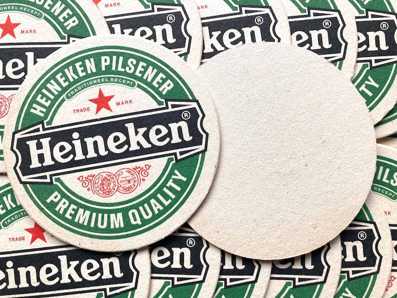 25 Vintage Heineken Beer Coasters, Dutch Bar Coasters From 1990s ...