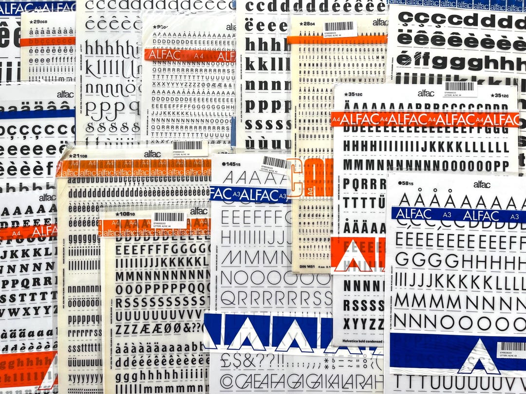 5 Large Dry Transfer Letter Sheets, Vintage Alfac Instant Lettering ...