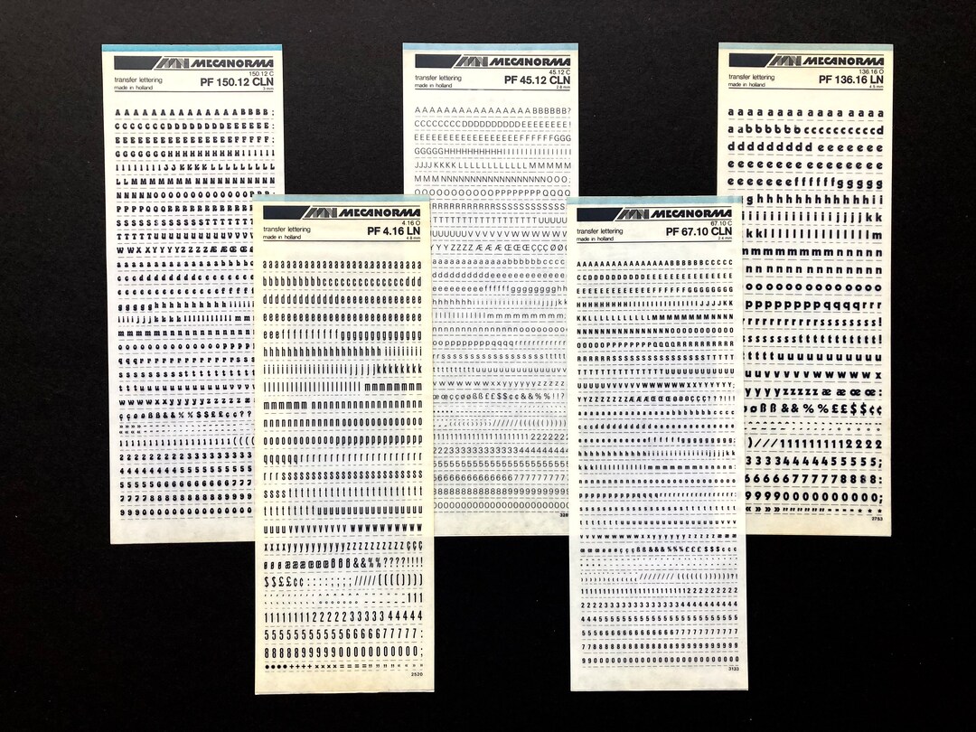 5 Rub on Letter Sheets, Small and Tiny Letters, Dry Transfer Lettering ...