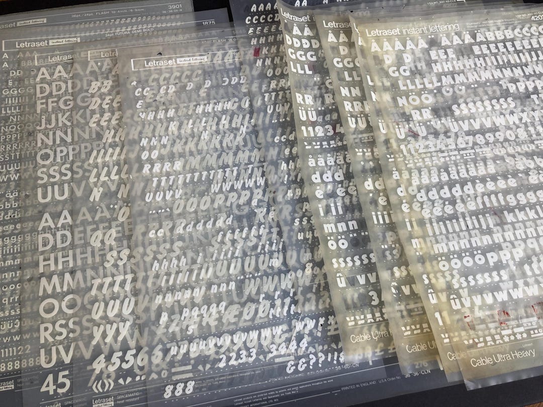 10 White Dry Transfer Sheets Helvetica, Mecanorma Rub on Letters ...