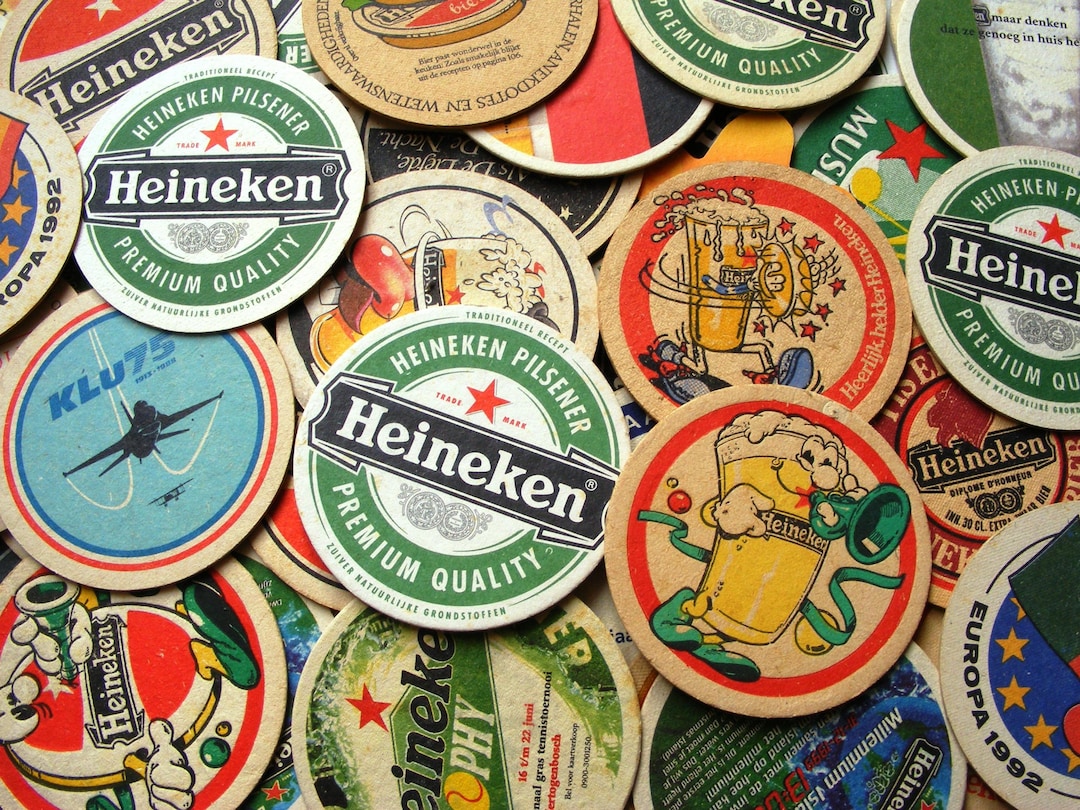 25 Vintage Heineken Beer Coasters, Bulk Beer Coasters, Dutch Beer ...
