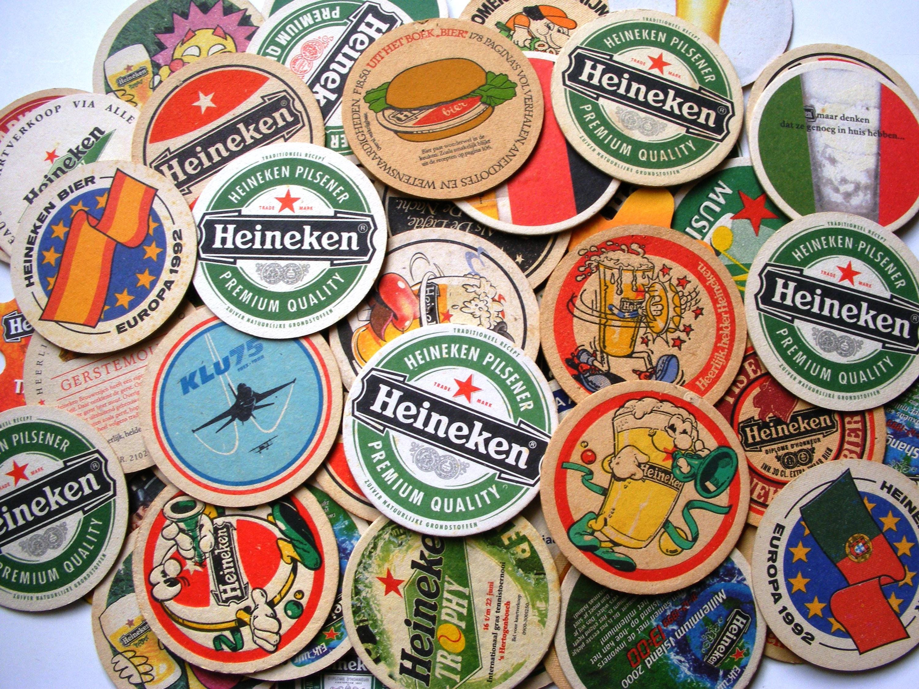25 Vintage Heineken Beer Coasters, Bulk Beer Coasters, Dutch Beer ...