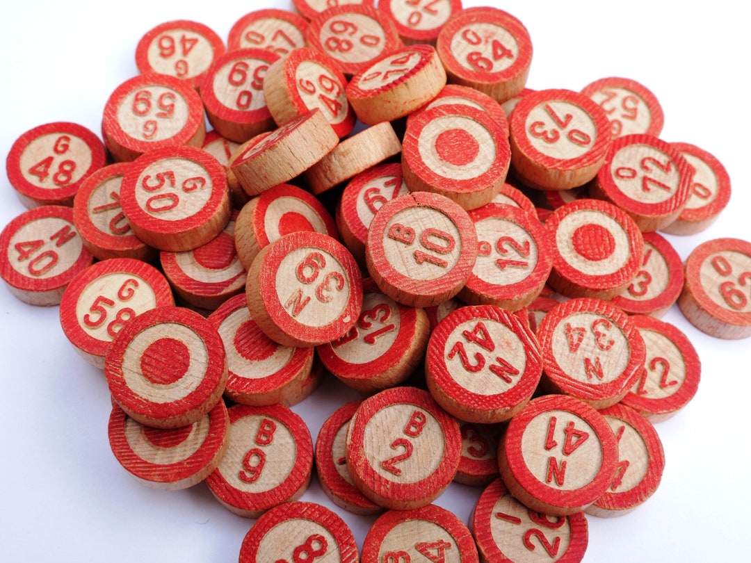75 Bingo Numbers, Wooden Lotto Numbers, Vintage Bingo Markers - Etsy