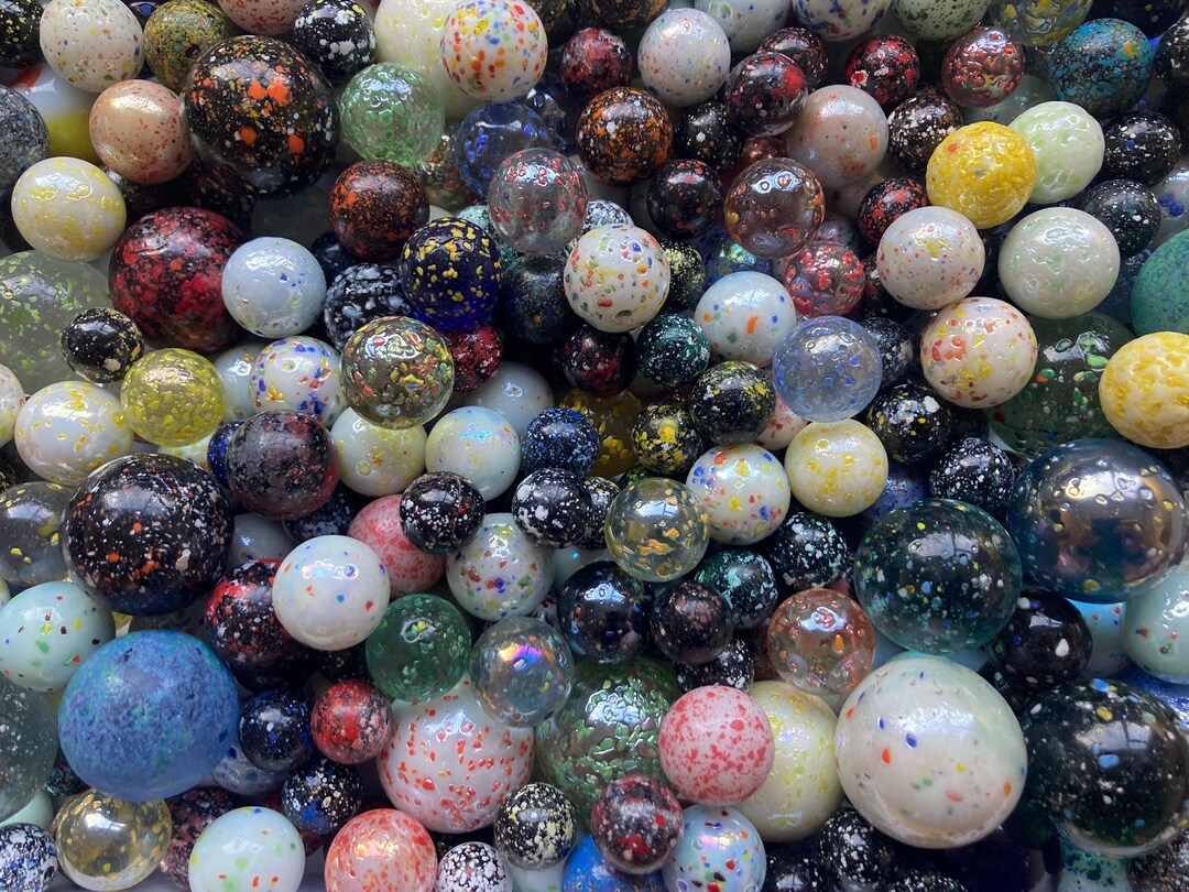 50 Speckled Marbles, Vintage and Modern Galaxy Glass Marbles in ...