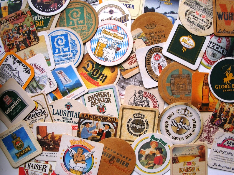 25 Vintage Beer Coasters, Bulk Bar Coasters, Mixed European Tavern ...