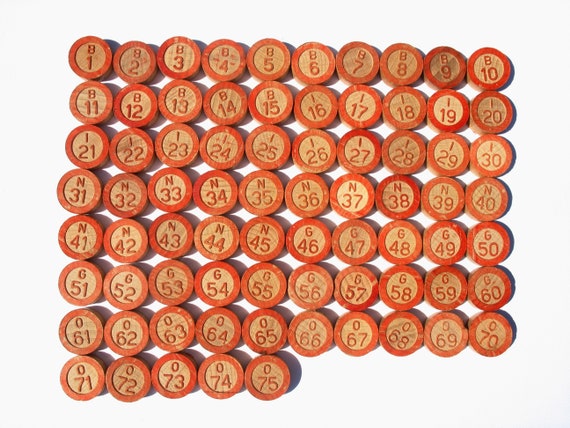 75 Vintage Wooden Bingo Numbers Lotto Tiles Tombola Game - Etsy