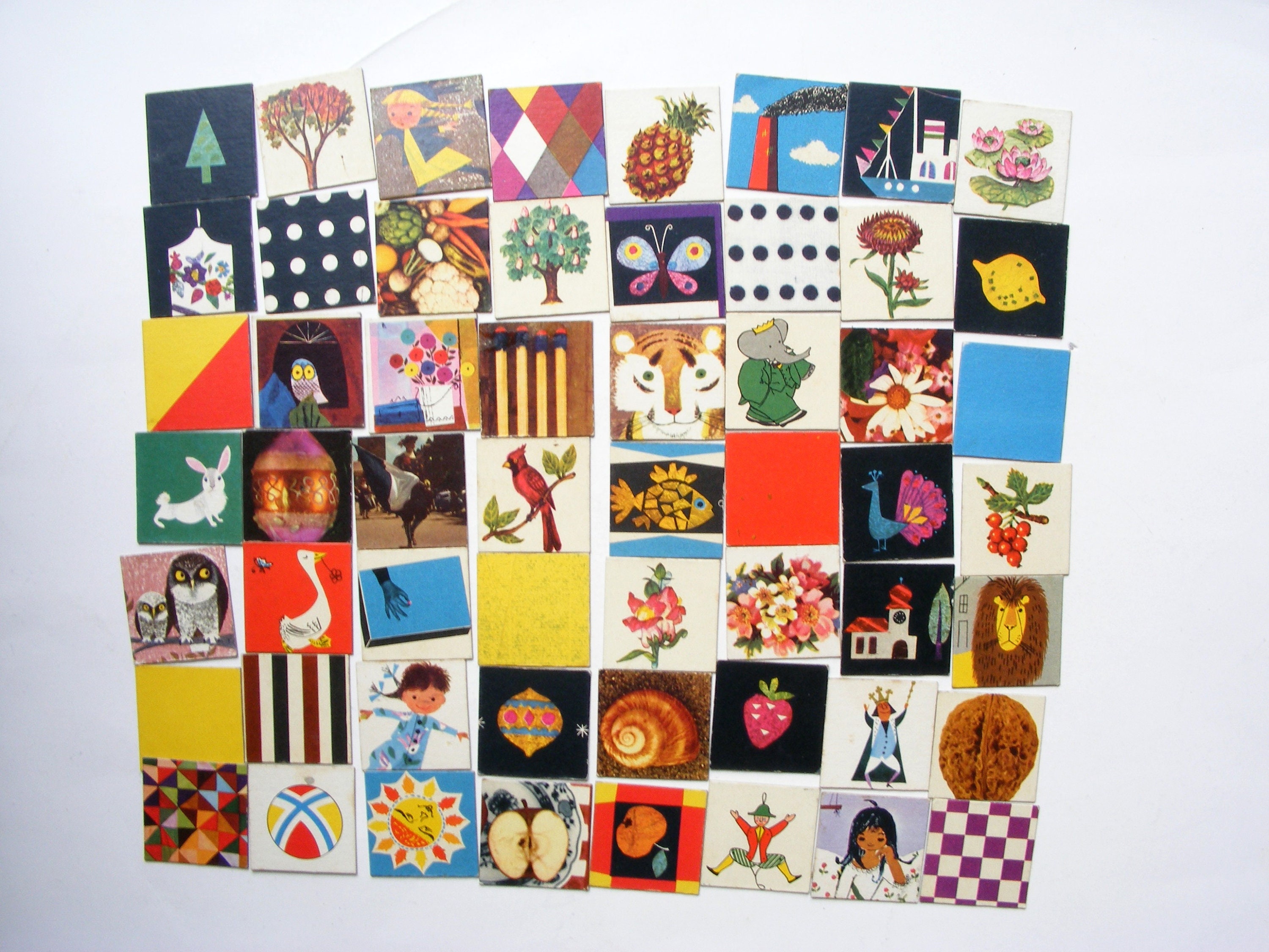 Vintage Memory Game Complete Cards With Retro Drawings From | Etsy