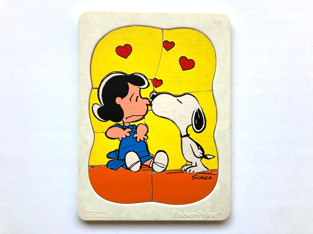 Vintage Fisher Price Snoopy Wooden Puzzle, Snoopy and Lucy Children's ...