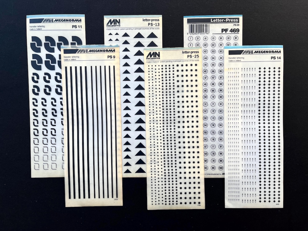 6 Dry Transfer Symbol Sheets, Mecanorma Instant Lettering, Rub Ons ...