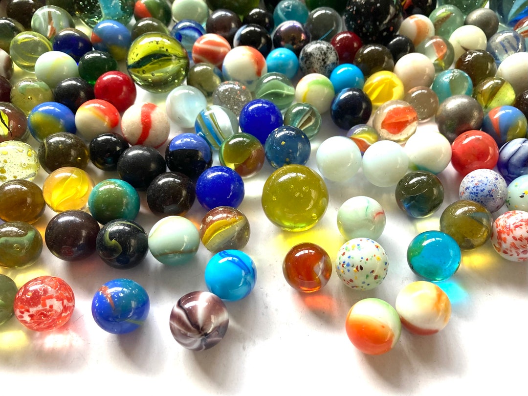 50 Vintage Glass Marbles, Mixed Lot of Marbles in Different Colors ...
