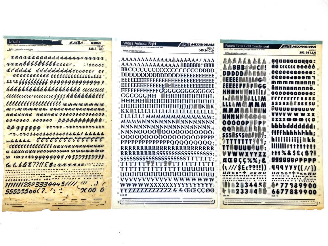 25 Dry Transfer Sheets, Mecanorma Letter and Number Rub On, Letratone ...
