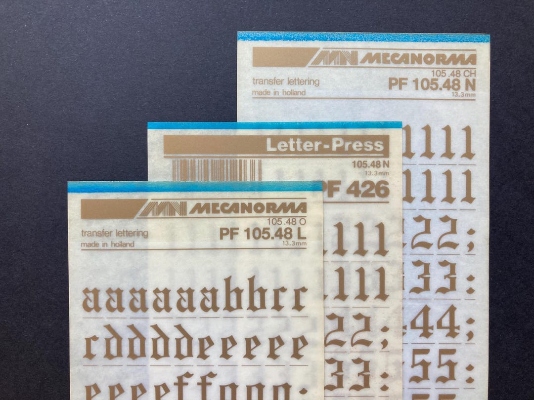 3 Vintage Gold Dry Transfer Sheets, Rub on Lettering, Mecanorma Letter ...