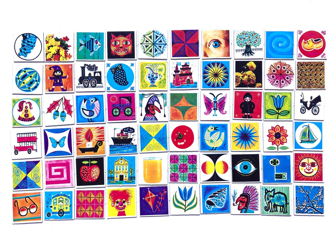 Vintage Memory Game, Complete With 120 Cards, 1960s Game, Cards With ...