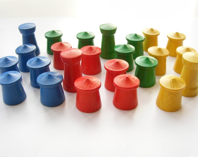 28 Vintage Pawns, Tower Shaped Game Parts, Wooden Game Pieces From ...