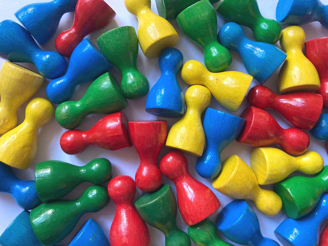 50 Vintage Pawns, Colored Pawns, Wooden Board Game Pieces, Wooden Game ...