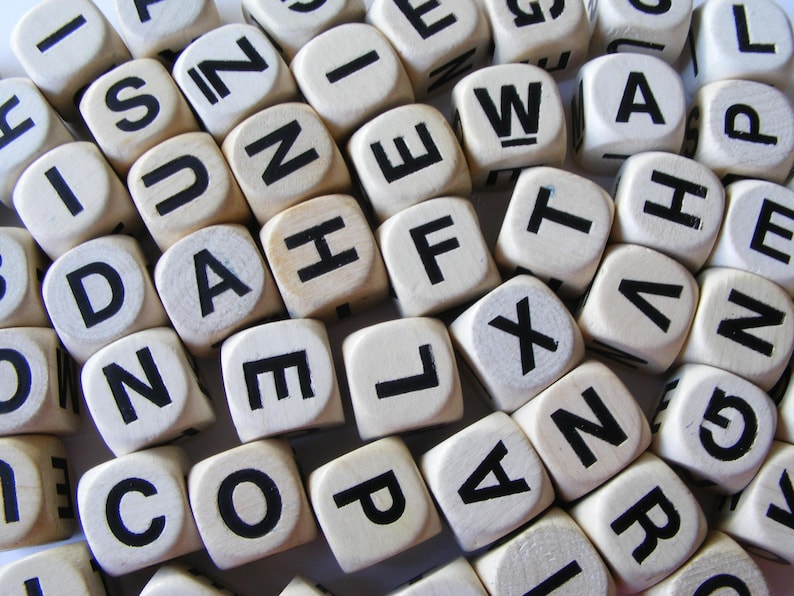 25 Vintage Letter Dice, Wooden Dice With Black Letters, Boggle Replacement Game Pieces - Etsy