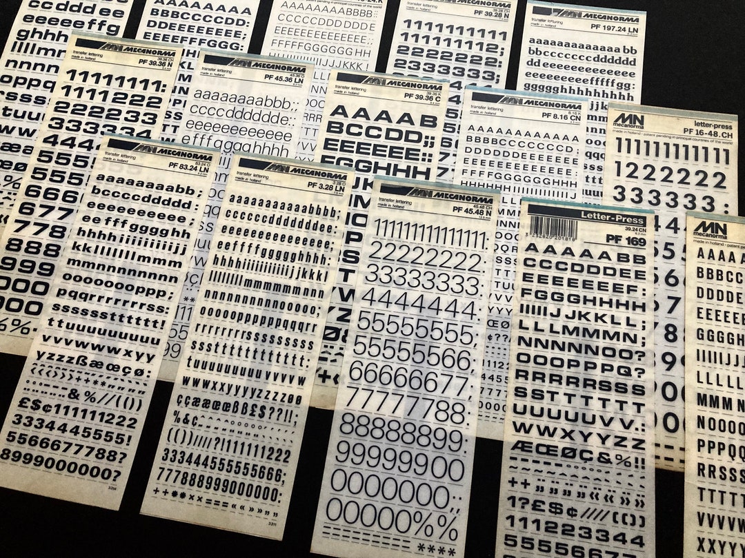 15 Dry Transfer Sheets, Vintage Mecanorma Rub on Letters, Alfac ...