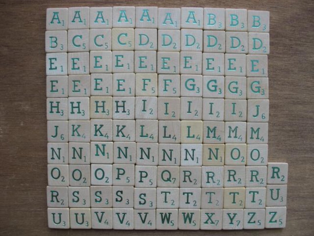 100 Metallic Green Scrabble Letters, Wooden Scrabble Tiles, Game ...