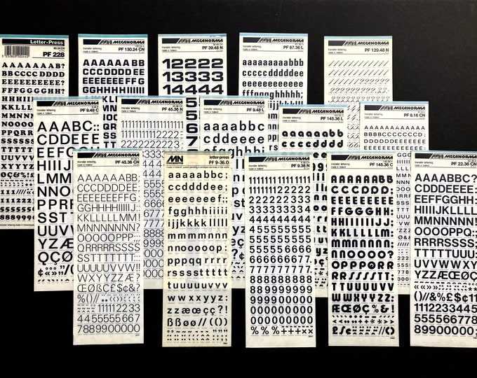 White DAMAGED RUB ON Transfers Letraset Rub on Letter/number Transfers ...