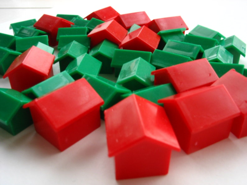 42 Vintage Monopoly Plastic Game Pieces, Hotels and Houses, Game Tokens ...