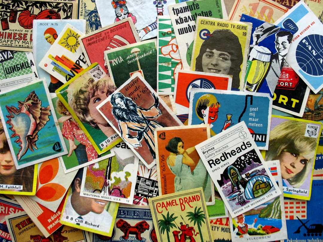 100 Vintage Matchbox Labels, Matchbook Labels, Match Box Prints ...