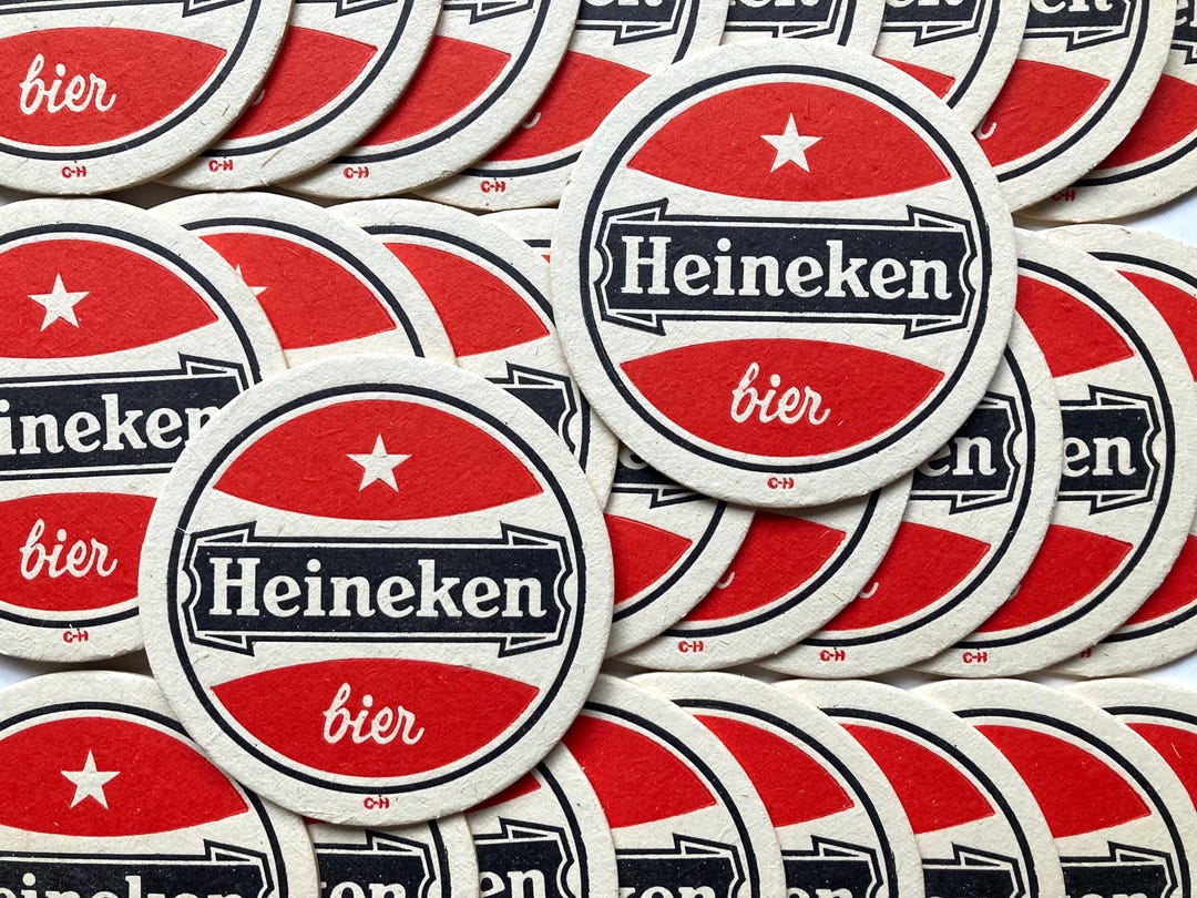 25 Vintage Heineken Beer Coasters With Old 1980s Logo, Dutch Bar Ware ...