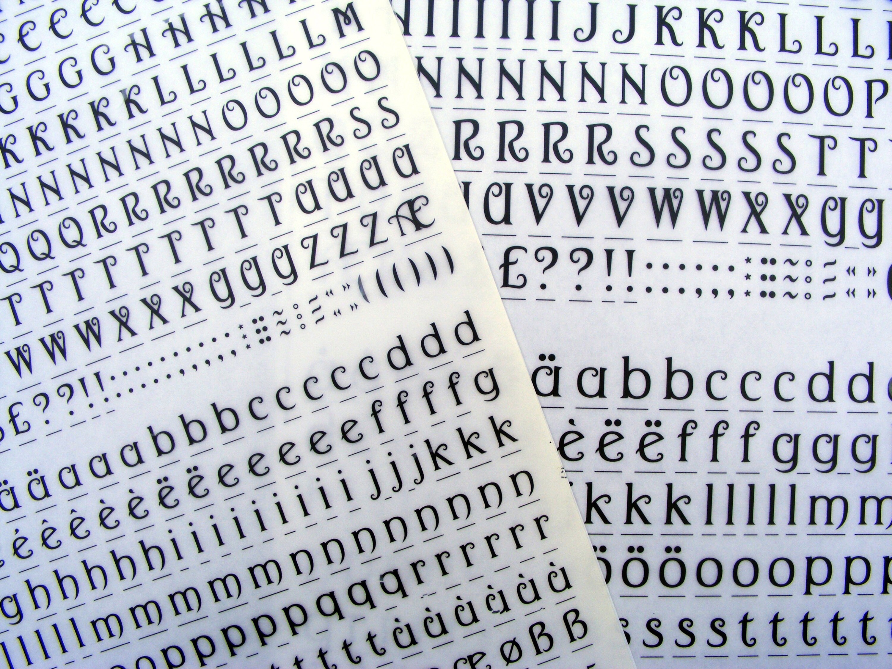 4 Dry Transfer Sheets, Letraset Rub on Letters, Mecanorma Alfac Decadry ...