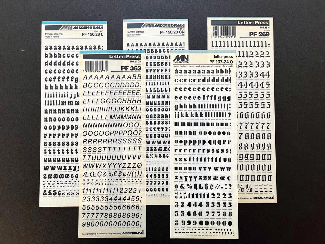 5 Rub on Letter Sheets, Small Letters, Dry Transfer Lettering ...