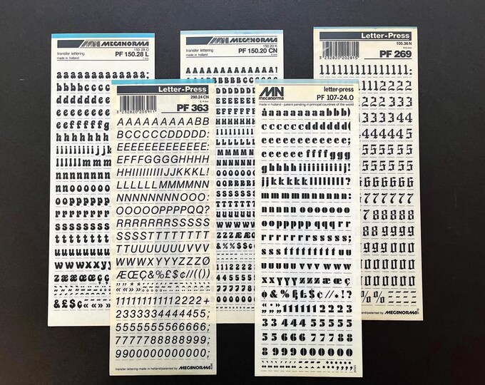 5 Rub on Letter Sheets, Small Letters, Dry Transfer Lettering ...