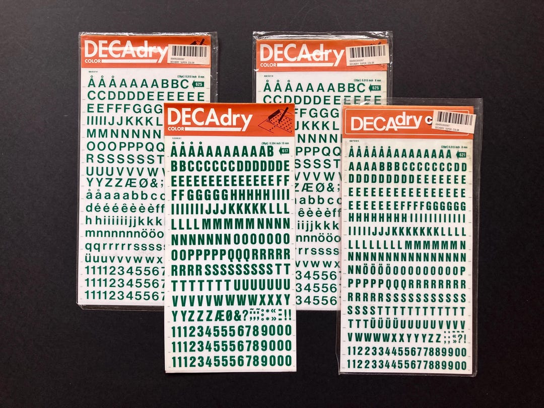 4 Green Dry Transfer Sheets From Decadry, Rub Down, Green Rub on ...