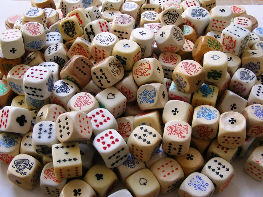 10 Vintage Poker Dice, Mix Poker Game Dice, Bulk Dice Mix, Board Game ...