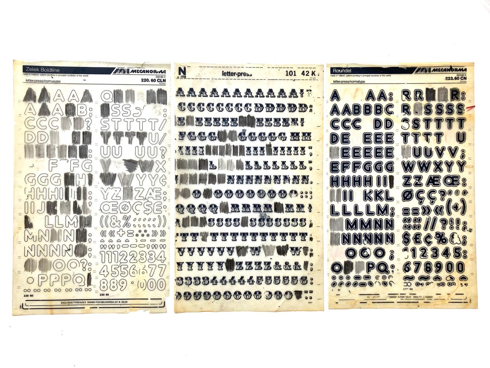 25 Dry Transfer Sheets, Mecanorma Letter and Number Rub On, Letratone ...