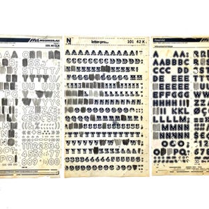 25 Dry Transfer Sheets, Mecanorma Letter and Number Rub On, Letratone ...