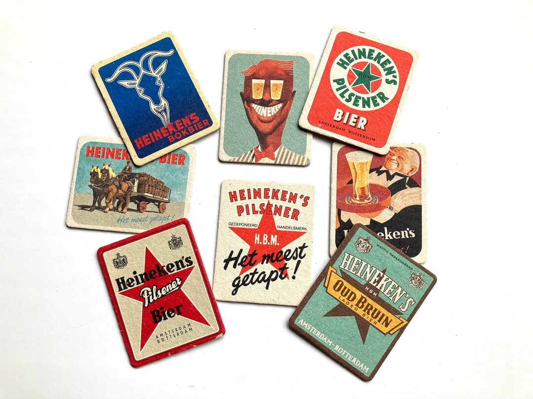8 Vintage Heineken Beer Coasters Famous Dutch Beer Heineken - Etsy