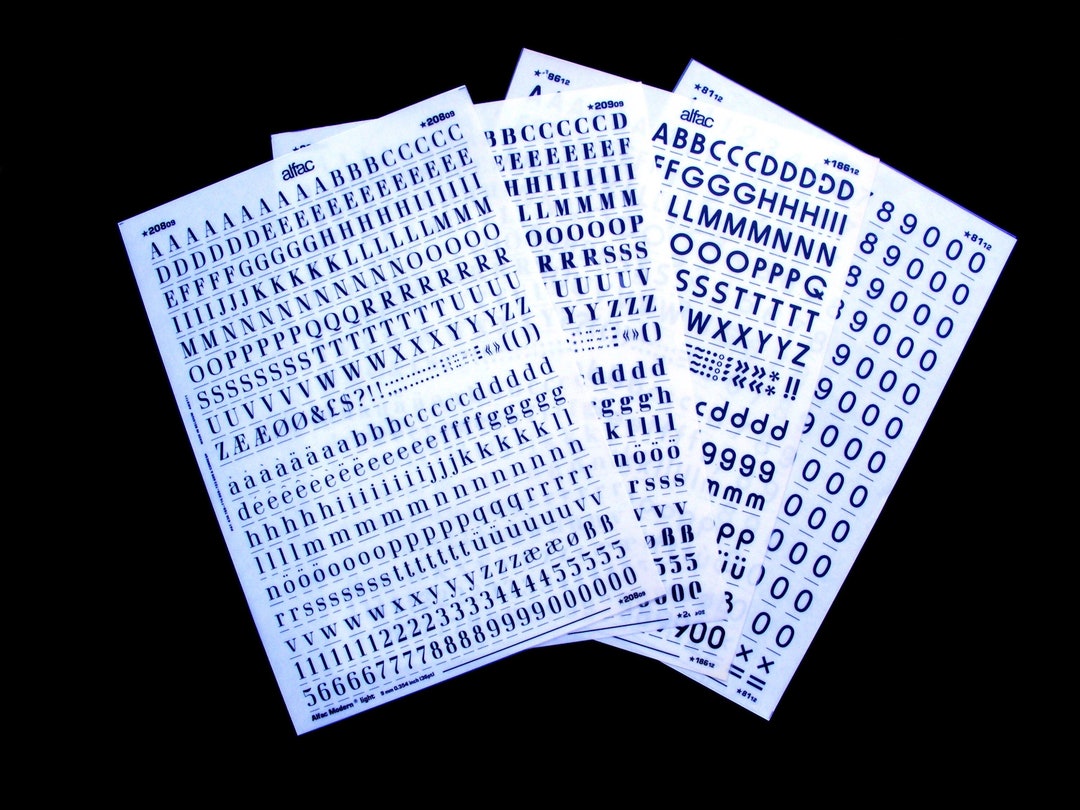 4 Vintage Instant Lettering Sheets, Alfac Transfers, Letraset Rub Off ...