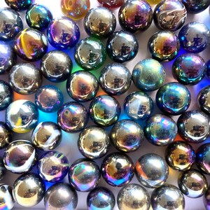 50 Vintage Iridescent Metallic Marbles, Including Milky Way Marbles ...