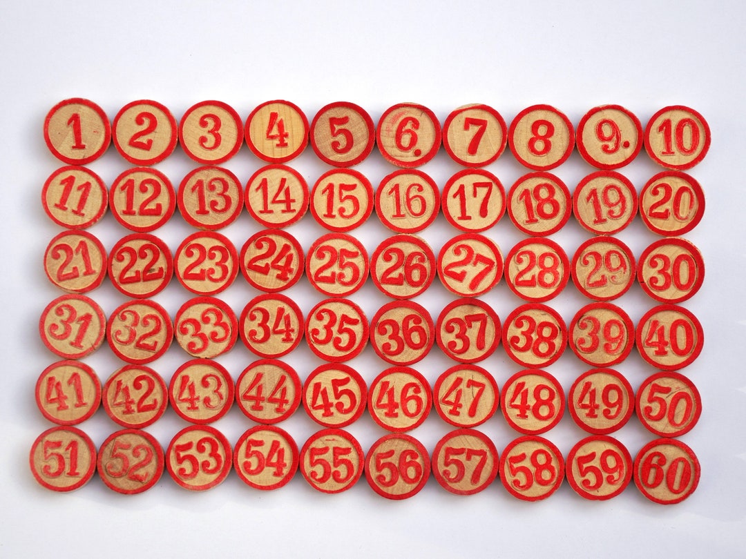 60 Vintage Bingo Lotto Game Pieces, Bingo Game Pieces, Tombola Tokens ...
