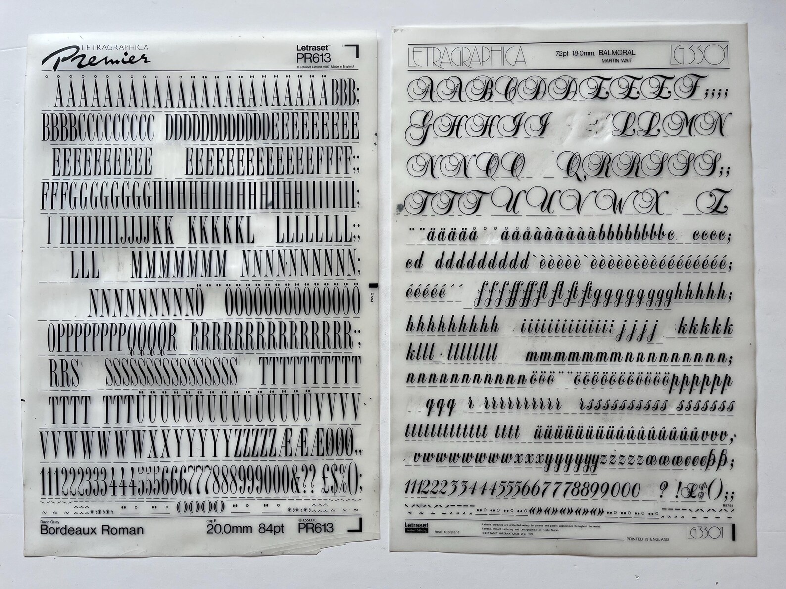 20 Letraset Dry Transfer Sheets, Vintage Used Letter and Number Rub on ...