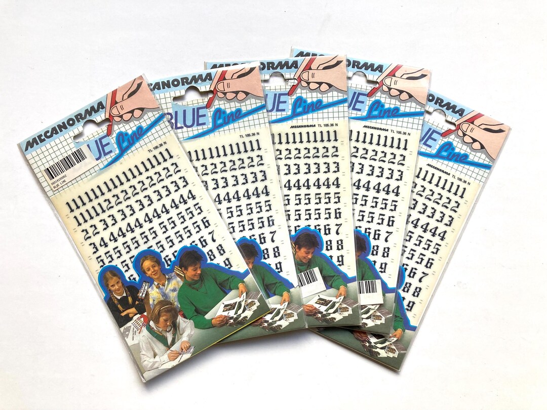 5 Dry Transfer Sheets With Gothic Numbers 36pt, Vintage Mecanorma ...